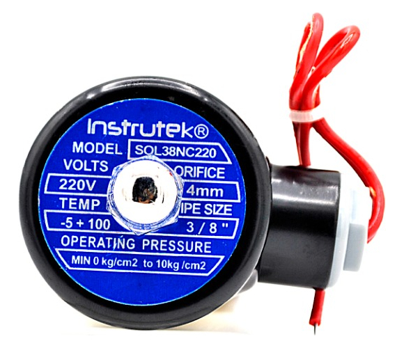 Válvula solenoide normalmente cerrada, cuerpo de latón y conexión a proceso de 3/8" NPT, 220V ...